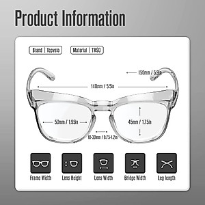 4-Pack Fashion Safety Glasses Goggles Anti Fog for Women Man Ansi Z87.1 Safety Glasses Anti Blue Light / Anti-Scratch / Anti-pollen Protective Eyewear for Nurse Dental and Daily Use Reading Available