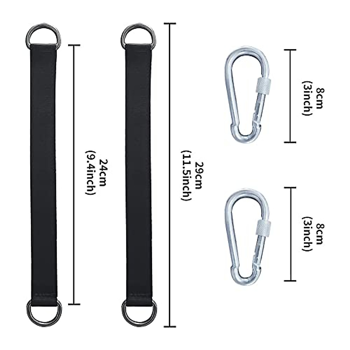 ROPECUBE 2 PCS Tree Swing Straps Tree Swing Hanging Kit Maximum Load Capacity is 2200 pounds with Two Heavy Duty Carabiners (Stainless Steel) for Swing Seat, Plank, Camping Hammock