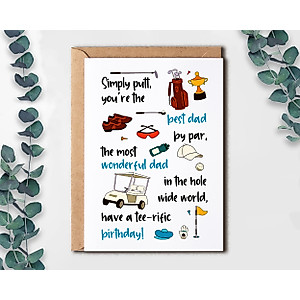 EruditeGifts Simply Putt You're The Best Dad By Par - Funny Birthday Card For Dad From Son Daughter - Golf Birthday Greeting Card For Daddy