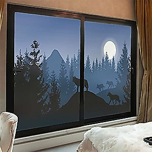 Multicolor Window Film Privacy Window Film Frosted Glass Film No Glue Static Cling Glass Film Window Sticker for Bathroom Bedroom Living Room Forest Mythical Creature Design 27.6Wx47.2L-inch x2 Pcs