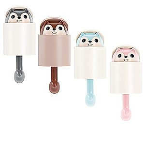 Four Colors of Sticky Hooks, Cute and Creative Squirrel Hooks, no Need to Punch Holes for Sticking to The Wall, Sticky Hooks can Hang All Kinds of Household Sundries.