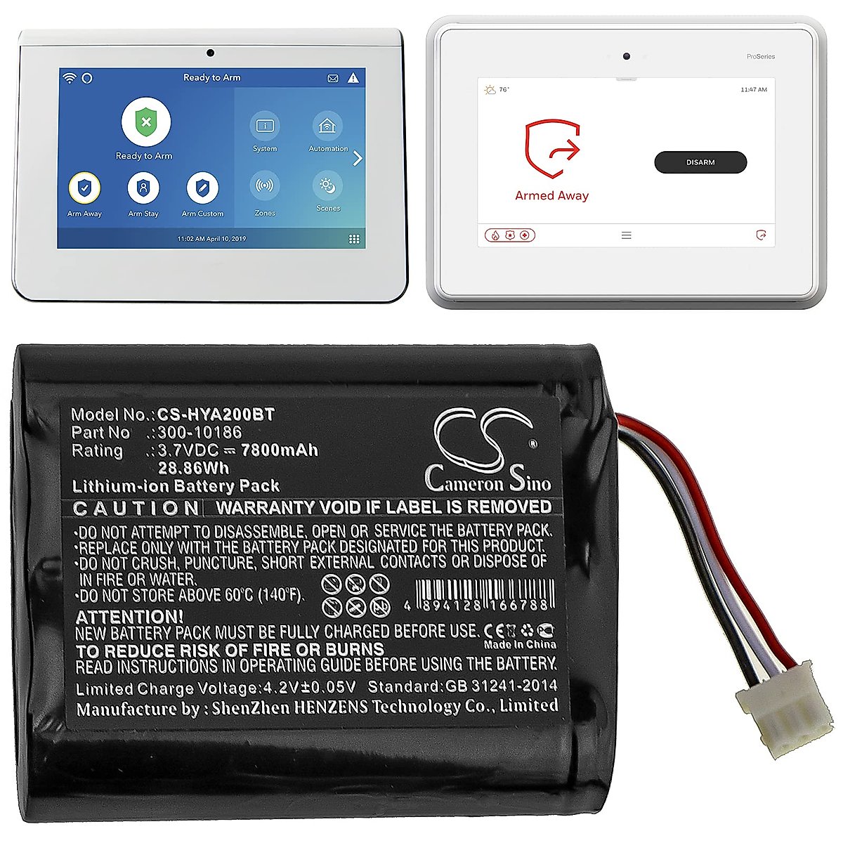 CS Cameron Sino Replacement Battery for ADT Command Smart Security Panel, Compatible with Honeywell Pro 7 AI05-2 AIO7-1 AIO7-2(7800mAh,3.7V,Li-ion)