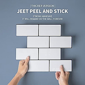 Art3d Peel and Stick Backsplash, 14x12 Subway Tiles, White Faux Ceramic Tiles (10 Tiles, Thicker Version)