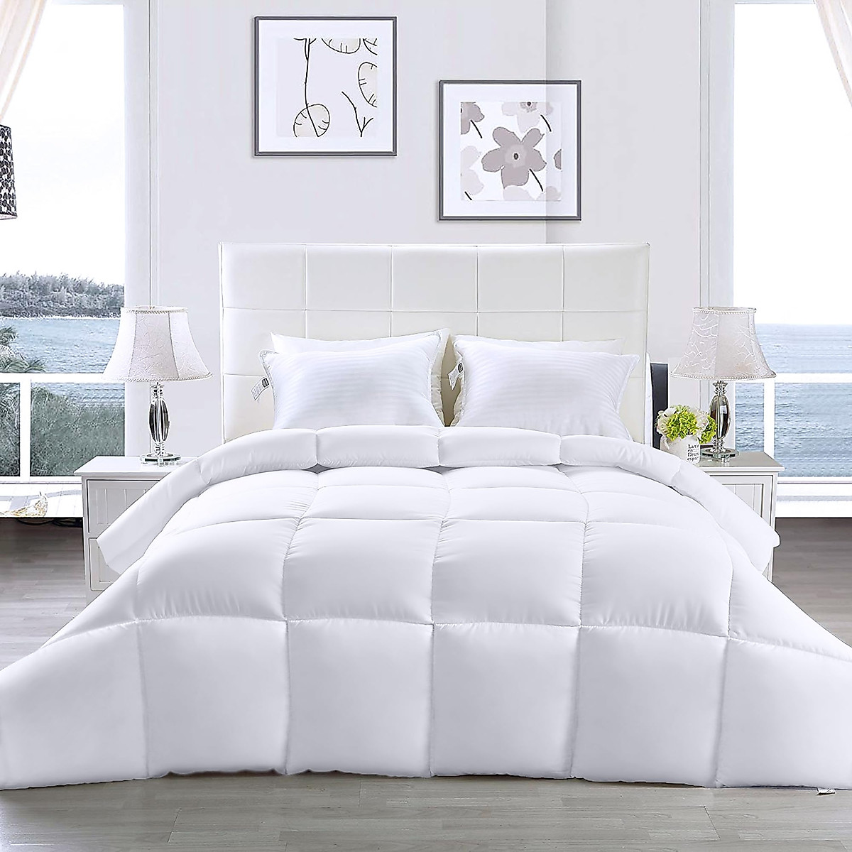 Utopia Bedding Down Alternative Comforter (Queen, White) - All Season Comforter - Plush Siliconized Fiberfill Duvet Insert - Box Stitched