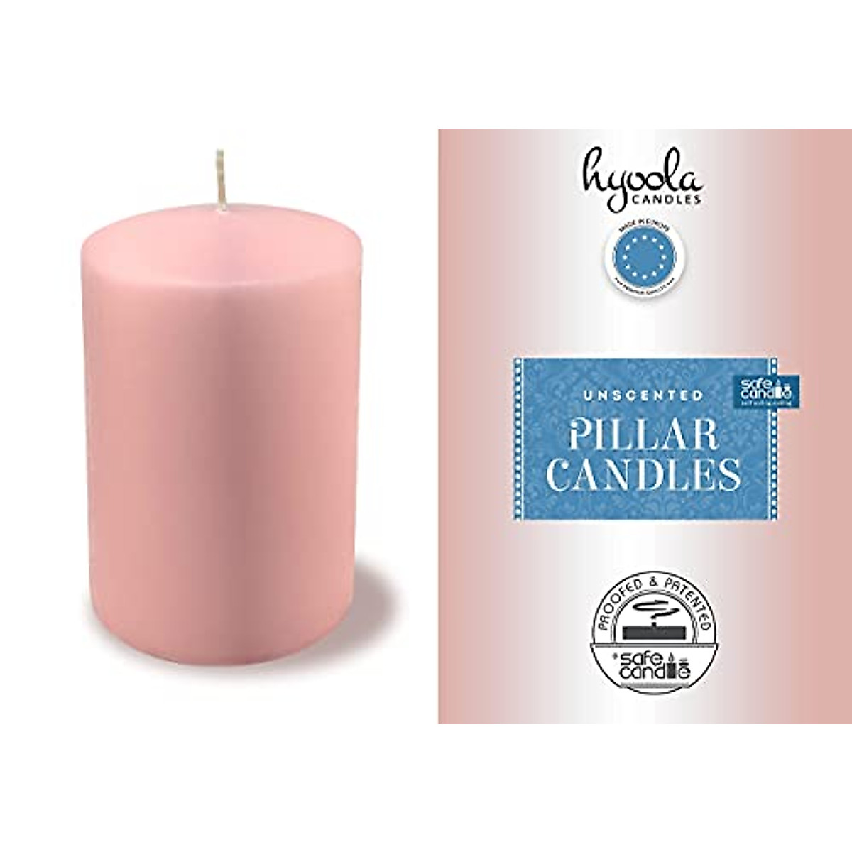 Hyoola Light Pink Pillar Candles 3x6 Inch - 6 Pack Unscented Pillar Candles Bulk - European Made