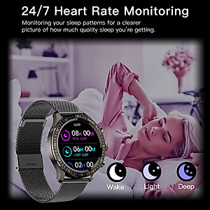 Smart Watch for Men, Fitness Watch with Heart Rate Monitor, Custom Dial, Pedometer, Waterproof Smartwatch for Android Phones iPhone Samsung (Black)