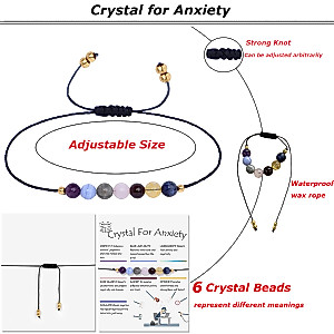 Ronglry Spiritual Crystal Bracelet for Women Men Chakra Crystals and Healing Stones Bracelets Natural Healing Crystal Beads Bracelet 7 Chakra Bracelets Quartz Amethyst Bracelet for Anxiety Relief