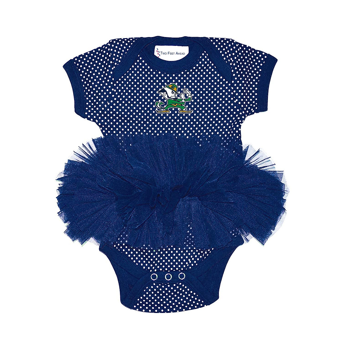Two Feet Ahead Notre Dame Fighting Irish Girls Newborn Infant Polka Dot Tutu Bodysuit Dress baby 6 Months