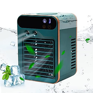 hYwecy Portable Air Conditioner-4000mAh Rechargeable Office Air Conditioner in Three Speeds&Spray Speed,Portable Evaporative Cooling Fan with Spray for Home Bedroom Office(green)