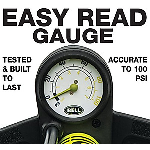 Bell Air Attack 650 High Volume Bicycle Pump Yellow Stripe with Gauge, Air Attack 650