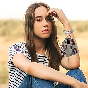 KESOCORAY Women Wristlet Bracelet Keychain Wallet,Silicone Beaded Bangle Keyring Tassel (Creamy Gray)