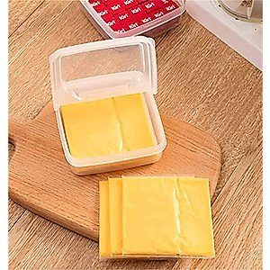 Sliced Cheese Container for Fridge with Flip Lid,Butter Block Cheese Slice Storage Box,Portable Leakproof Clear Flip Top Storage Box,Vegetable & Fruit Fresh-Keeping Box for Food Storage (2PCS)