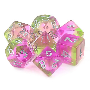 HD Polyhedral Dice Sets D&D Dice for Dungeon and Dragons RPG Role Playing Games MTG Pathfinder Table Top Games 7 Dice Set Strawberry Field