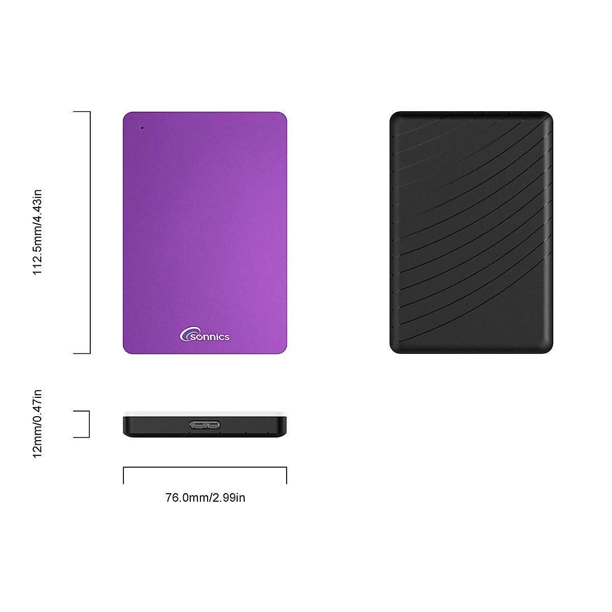 Sonnics 1TB USB 3.1 Type C External Portable Hard Drives for Windows PC, Mac, Smart TV, Xbox One/X Series & PS4/PS5, Purple