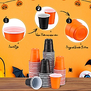 Rtteri 1200 Pcs Orange and Black 2 oz Cups Bulk Halloween Mini Plastic Shot Glasses Set Disposable Small Cups for Drinking Serving Condiment Sauce Thanksgiving Christmas Birthday Party Supplies