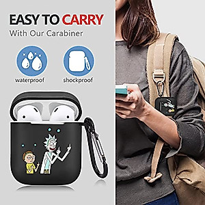 Cute AirPods Case with Keychain, Soft Funny Cartoon Protective TPU Cover Compatiable with AirPods 2nd & 1st Generation Case