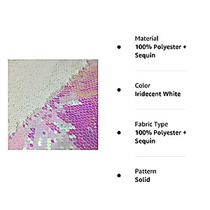 LQIAO 1Y Sequin Fabric Iridescent Pink White Sparkly Reversible Sequin Fabric for Sewing Mermaid Flip Up Large Sequin Fabric by The Yard Drawer/Cube/Tablecloth/Home/Dress/Fans DIY
