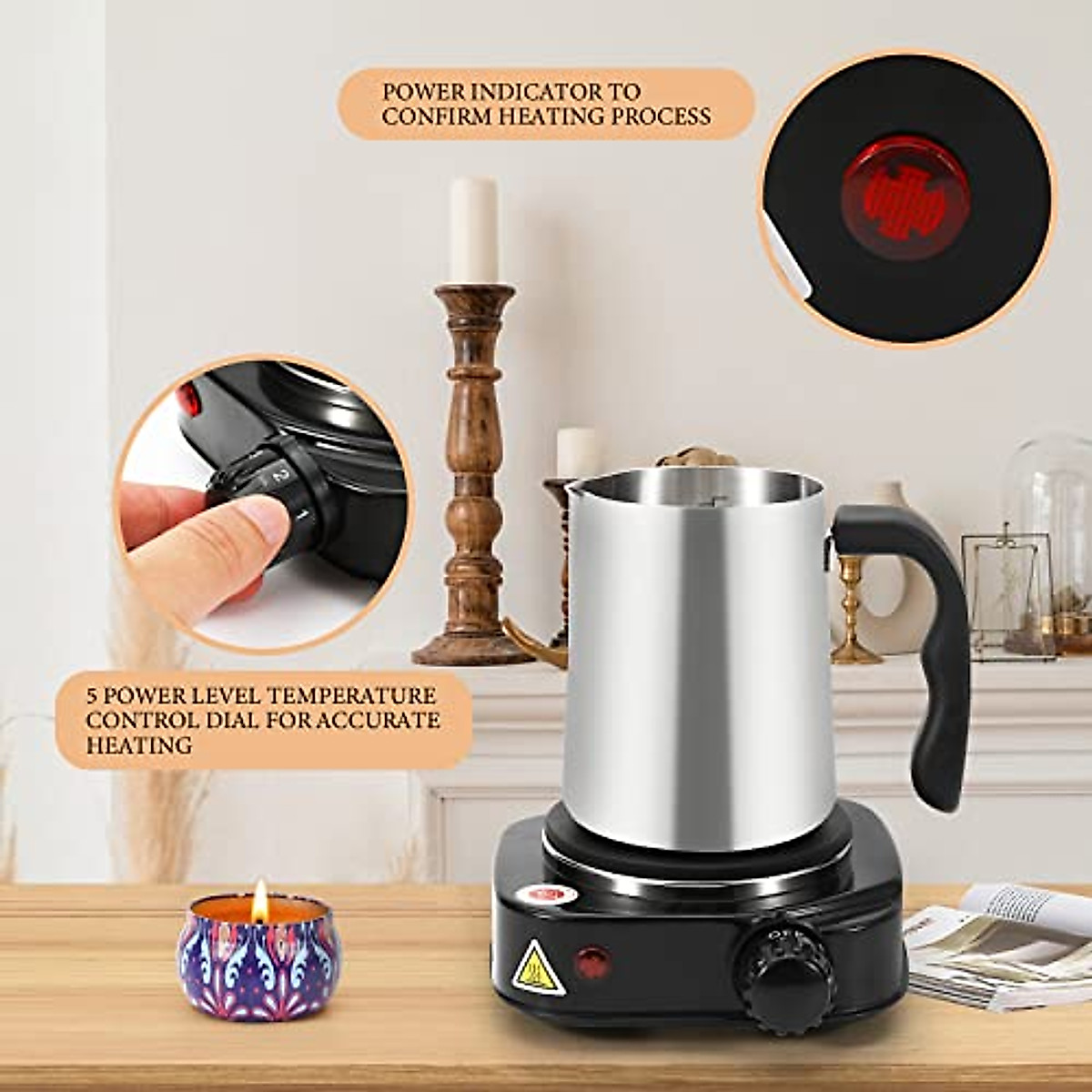 SAEUYVB Candle Making Kit,Candle Making Kit for Adults,Candle Making Supplies,Including Candle Melting Pot Candle Kit - DIY Starter Full Set Soy Candle Making Kit - Perfect Decoration for Family Life