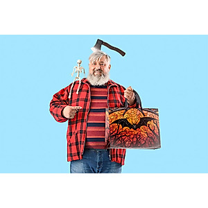 Linelglobal Halloween Bag with Wrapping Paper for Gift Wrapping, Kid Trick or Treat Bat 12.6" 2 Pack