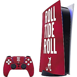 Skinit Decal Gaming Skin Compatible with PS5 Digital Edition Console + Controller - Officially Licensed College Alabama Roll Tide Roll Design