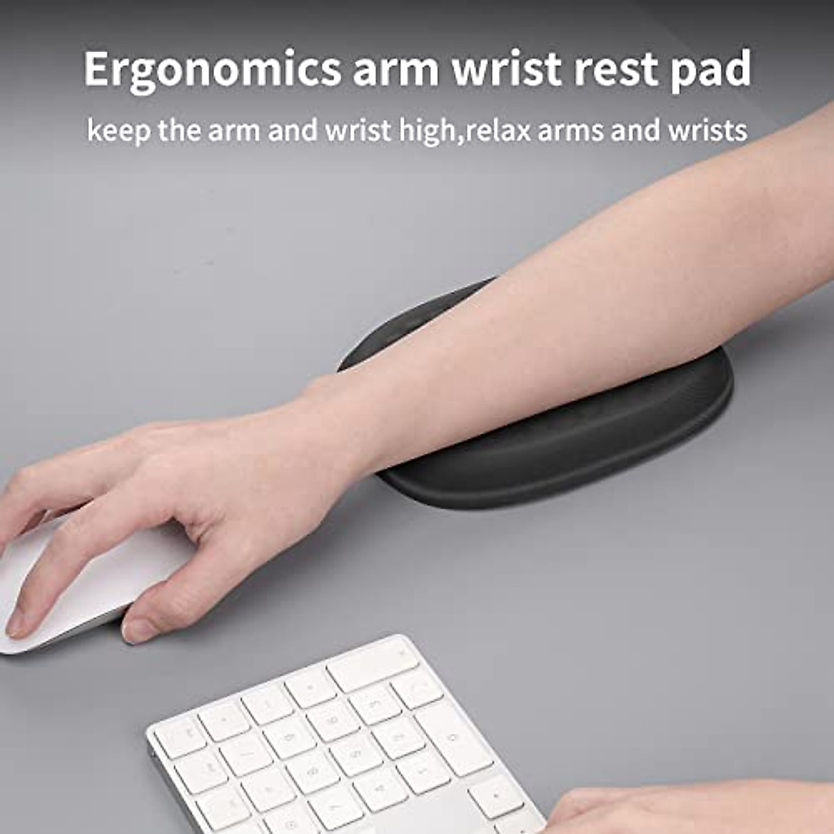 ENUSUNG Wrist Rest Pad Ergonomic Elbow Pads Gel Arm Rest for Desk, Memory Foam Armrest Support for Office, Gaming, Computer, Laptop, Mac - Black