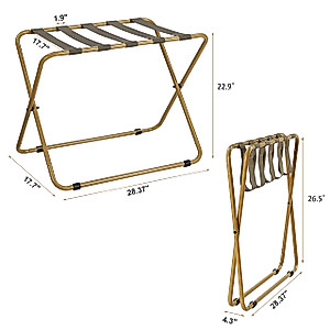 ELYKEN Luggage Rack for Guest Room 2 Pack, Folding Suitcase Stand, Heavy Duty 110LBS Load Bearing Easily Assemble Luggage Holder, Gold