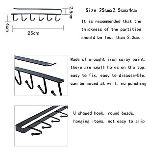 Gouccpu 1 Pack Hanging Hooks Rack Under Cupboard Cabinet Cup Holder Coffee Mug Holder 6 Hooks Drilling Free Coffee Cups Holder Kitchen Utensil Storage Organizer Hook Rack (Black)