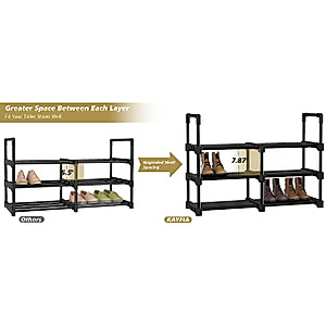 Kayfia Small Shoe Rack 3 Tiers Shoe Rack Organizer Holds 12-15 Pairs Metal Shoe Stand Lightweight Shoe Organizer with Fabric Sturdy Shoe Shelf Storage for Entryway and Closet, Black