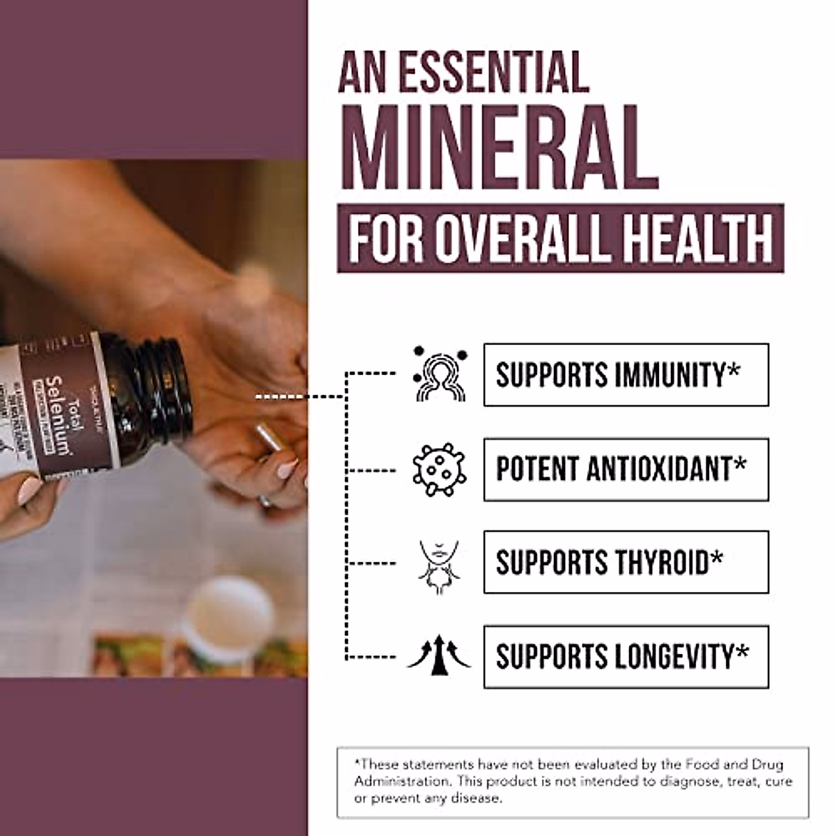 Total Selenium - 200 mcg, Plant-Based Selenium - Full Spectrum, Contains 4 Essential Organic Forms of Selenium Including Selenomethionine - Derived from Garlic - 60 Capsules