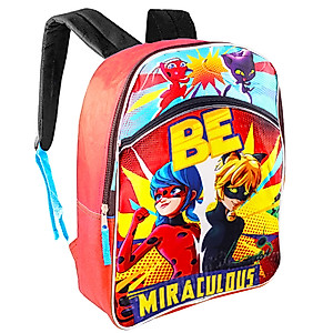Zagtoon Miraculous Ladybug Backpack and Insulated Lunch Box Set - Bundle with 16'' Miraculous Ladybug School Bag with Lunch Bag (Miraculous Ladybug School Supplies), miraculous ladybug lunch box