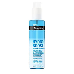 Neutrogena Hydro Boost Fragrance-Free Hydrating Facial Cleansing Gel with Hyaluronic Acid, Daily Foaming Face Wash Gel & Makeup Remover, Lightweight, Oil-Free & Non-Comedogenic, 5.5 fl. oz