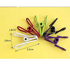 Hellopet Clothesline Clips, Clips for Clothes Bag Paper Document use Colorful Multipurpose Plastic-Coated Metal Clip, Chip Pack of 30