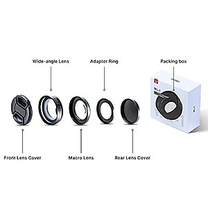 ULANZI Creative ZV-1 Wide Angle/Macro Additional Lens 52mm Diameter Compatible with Sony ZV-1 Camera, 2 in 1 Extra Lens Attachment with Strong Adhesive-Back Adapter Ring Mount, WL-1