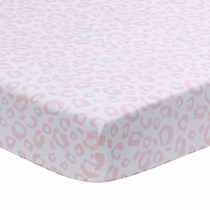 Lambs & Ivy Signature Pink/White Leopard Organic Cotton Fitted Crib Sheet