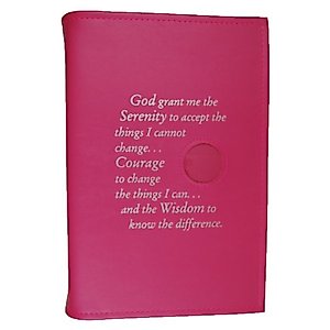 Culver Enterprises Alcoholics Anonymous AA Big Book LARGE PRINT Cover Serenity Prayer Medallion Holder PINK