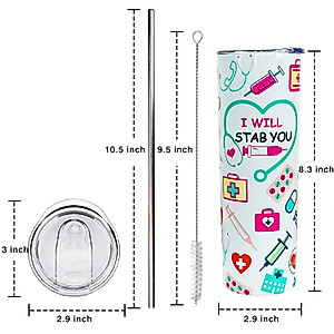 muanns Nurse Gifts for Women - Nurse Tumbler Nurse Coffee Mug Cup with Lid and Straw - 20 Oz Stainless Steel Insulated Water Bottle - Gifts for Practitioner Nurse Nursing Student Men Women