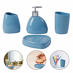 4pcs Farmhouse Decor Toothpaste Home Suit Acrylic Dispenser, Holder, Restaurant, Accessory Bathroom and Vanity Toothbrush Soap Accessories, Hotle Tumbler Bottle Dish Dispenser