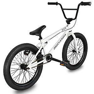 MICARGI Maze Freestyle BMX Bike, Entry and Intermediate Rider, 20-inch Wheels, Hi-Ten Steel Frame, U Brake 3-Piece Crank Micro Drive 25x 9T BMX Gearing (Maze - White)