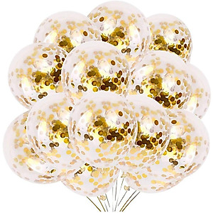 24 Pieces Gold Confetti Balloons | PREFILLED 12 Inch Latex Party Balloons with Gold Confetti for Party Decorations, Wedding & Bridal, Proposal (Gold)