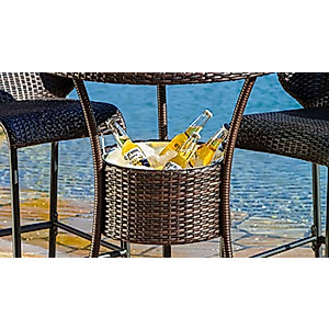 Christopher Knight Home CKH Outdoor Wicker Bistro Bar Set with Ice Pail, 5-Pcs Set, Multibrown