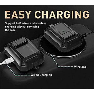 Olytop AirPods 3rd Generation Case with Lock Lid, Armor AirPod 3 Case Cover Full-Body Rugged Protective Case Shockproof Cover Men with Carabiner for Apple Airpods 3rd Gen Case-Black