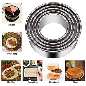 KSPOWWIN Biscuit Cookie Cutters Set,Stainless Steel Circle Round Cookie Biscuit Cutters in Graduated Sizes Shape Molds for Pastries Doughs Doughnuts, 5 Pieces