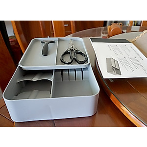 Toosbuc Kitchen Utensil Drawer Organizer 2-Tier Tray knife holder drawer & Silverware Flatware Cutlery Organizer Tray (Stackable-grey)