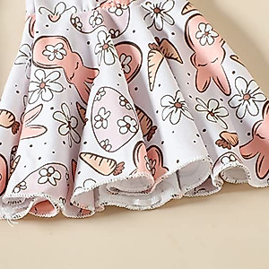 YOKJZJD Infant Baby Girl Easter Outfit Knitted Sleeveless Romper T-Shirt Tops Bunny Bell Bottom Pants Set Summer Clothes (White, 6-12 Months)