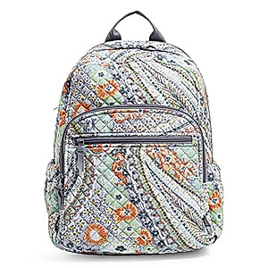 Vera Bradley Women's Cotton Campus Backpack, Citrus Paisley - Recycled Cotton, One Size