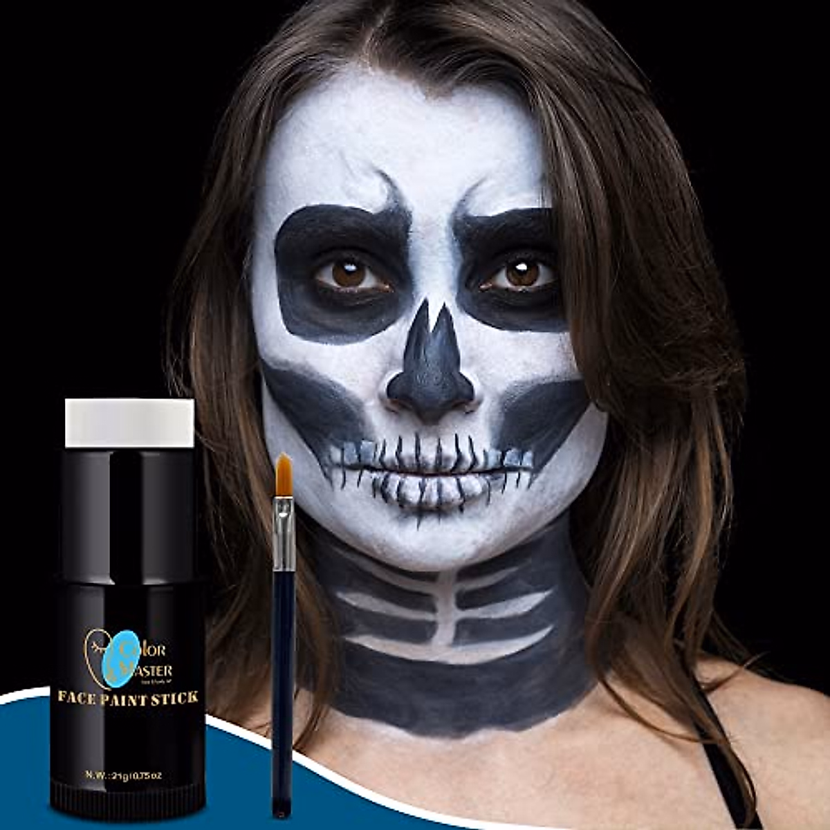 ColorMaster Clown White Face Body Paint Stick (0.75oz) | Face Paint, Body Paint, White Eye Black Sticks for Sports & Foundation Cream Makeup, Face Painting Kit for Halloween SFX Cosplay Costume Party
