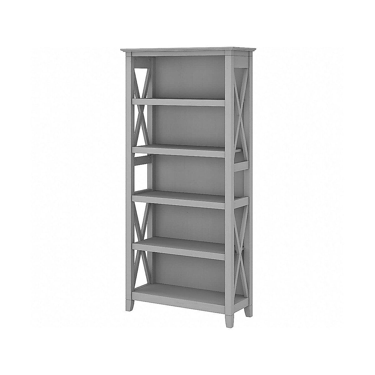 Bush Furniture Key West Bookcase Shelf in Cape Cod Gray | Farmhouse Bookshelf Display Cabinet for Library, Bedroom, Living Room, and Office