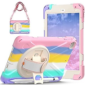 TSQ iPad Mini 4/5 Case for Kids Girls Cute Pink | Silicone Shockproof Protective iPad Mini 5th/4th Generation Case 7.9 Inch with Pencil Holder Stand Hand Strap