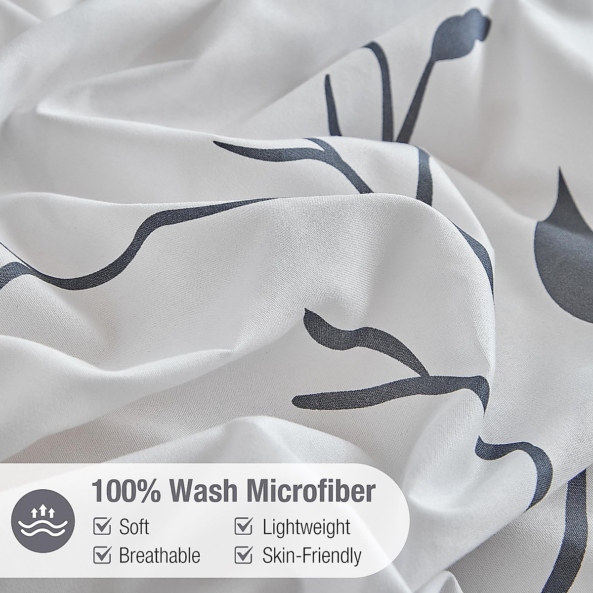 Lekesky Reversible Duvet Cover Queen Size, White Black Tree Branch Pattern Comforter Cover Queen 3pc Super Soft Microfiber Breathable Botanical Bedding Sets with Zipper Ties