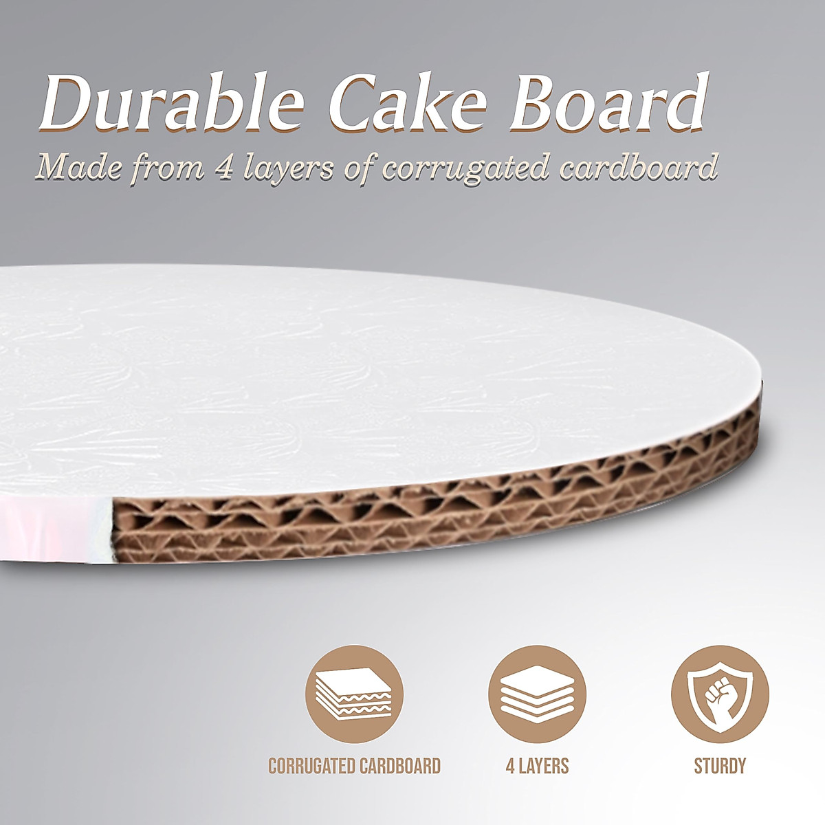 Cakebon Cake Boards - Sturdy 1/2 Thick Drums - 14 Inch Professional Smooth Straight Edges White 1-Pack